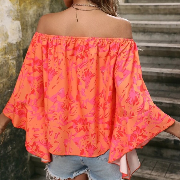 Tops | Boho Floral Print Off Shoulder Blouse | Poshmark